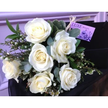 6 Pink or Cream Roses - Charming Romance Valentines Bouquet - LUXE ...